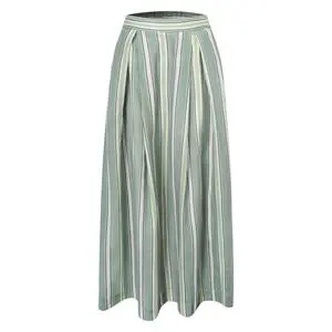 SMART AND JOY Striped Midi Skirt With Cotton Lining - Green