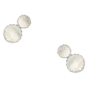 HEATHER HAWKINS Coupled Extra Tiny Rainbow Moonstone Serrated Studs Sterling Silver - Gray