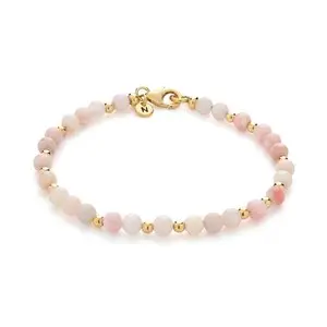 NELLOU JEWELLERY Jewel Bead October Birthstone Bracelet Gold Plated Sterling Silver Opal - Pink