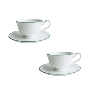 Twig New York Amelie Forest Set Of Two Espresso Cups & Saucers - Green