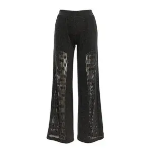 SILVIA SERBAN Zig-zag Lasercut Glitter Pants - Black