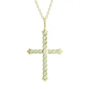 KAMARIA Opal Bezel Cross Necklace - Green