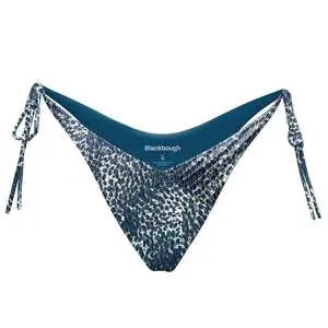 BLACKBOUGH SWIM Cynthia Side-ties Cheeky Bottoms / Snow Leopard Jacquard - Blue