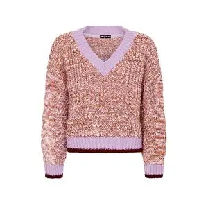 CARA & THE SKY Amy V-neck Cable Jumper - Red