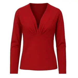 CONQUISTA Burgundy Viscose-wool Long Sleeve Top - Red