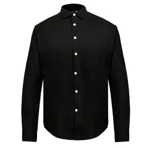 SMART AND JOY Contrasted Buttons Timeless Cotton Shirt - Black