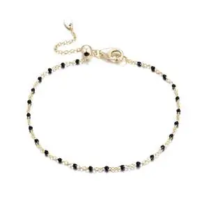 KAMARIA Enamel Beaded Chain Bracelet - Black