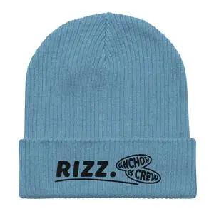 ANCHOR & CREW Light Rizz Gen. Organic Cotton Embroidered Beanie - Blue