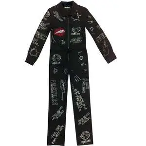 MAXJENNY Black Jumpsuit With Swarovski Details