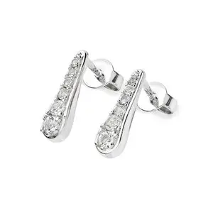 LUCY QUARTERMAINE Solid Sterling Skinny Drip Studs With White Topaz - Silver