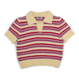 GIGI KNITWEAR Striped Polo Top - Yellow