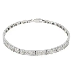 LATELITA Silver / White Charleston Art Deco Silver Tennis Bracelet - Silver/white