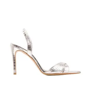 GINISSIMA Thea Crocodile Effect Leather Sandals - Silver