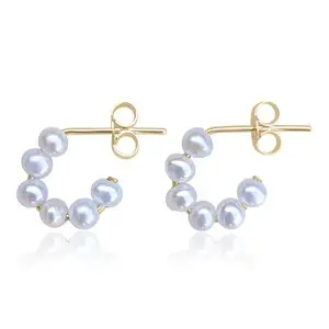 KIRI & BELLE Celia Pearl Stud Hoop Filled Earrings - Gold