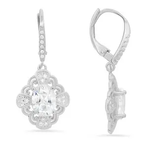 KYLIE HARPER Vintage Filigree Diamond Cz Leverback Earrings In Sterling - Silver