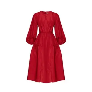 GEORGETTE Grace Dress With Cut-out Sleeve - Red
