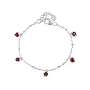 MOON LONDON Mani Garnet Heart Bracelet - Silver