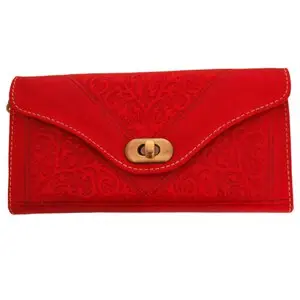 BERBER LEATHER Leather Tri-fold Purse Red