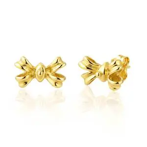 UNALOE Vermeil Bow Stud Earrings – Contemporary Luxury Designer Studs - Gold