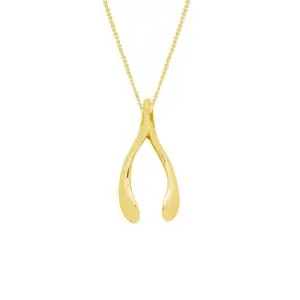 KATIE MULLALLY Tiny Yellow Plated Wishbone Necklace - Gold