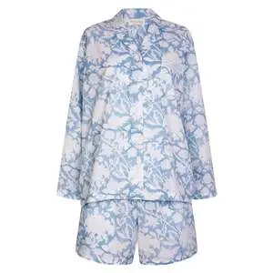 NOLOGO-CHIC Hand Block Printed Cotton Shorts Pj Set Cotton De Nimes - Blue