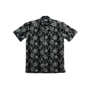 EIGHT X Blue / Black Pixel Bloom Artisan Short Sleeve Button Up Shirt - Blue/black