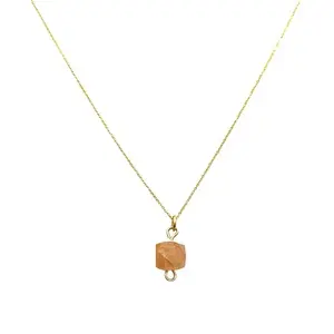 BIO-TRIMMINGS Pink / Gold / Neutrals Brandt Dainty Extendable Necklace Gold Blush Bio-gem - Pink/gold