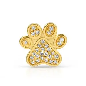Maya Brenner Designs Pavé Charm Stud 14k Yellow Paw - Gold