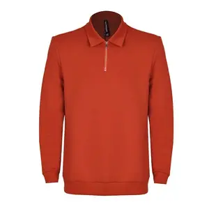 DAVID WEJ Enzo Cotton Zip Polo - Orange