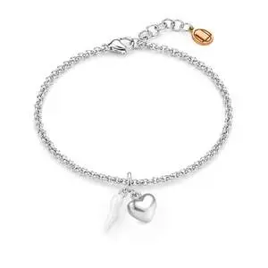 UNALOE Sterling Silver Cornicello And Heart Charm Bracelet - Silver/white