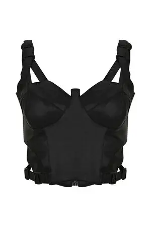GOC DENIM Structured Cut-out Corset Top - Black