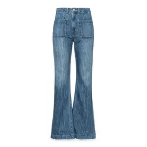 NOEND Daphine Sailor Pocket Mid Rise Wide Leg Jeans - Blue