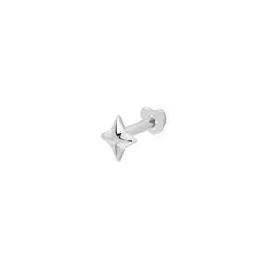 VANCHI 14k Solid White Gold Four Point Star Flat Back Stud