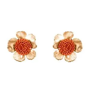 Pat’s Jewelry Floral Pompom Earrings Orange