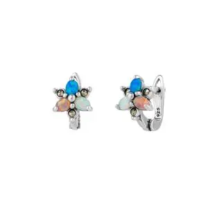 SPERO LONDON High Quality Opal Flower Sterling Earring - Silver