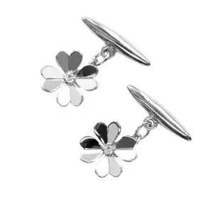 LEE RENEE Lucky Clover Diamond Cufflinks - Silver