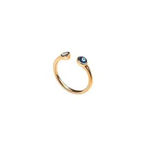 KARMA AND LUCK Navy Enamel Evil Eye Ring – Protection Statet Jewelry – Sparkling Positivity - Gold