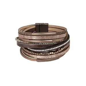 Saachi Glimmer Leather Peru Bracelet - Brown