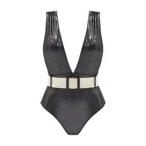 AULALA PARIS Starry Night One Piece Swimsuit With Belt - Black