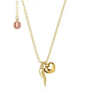 UNALOE Plated Sterling Silver Horn And Heart Charm Necklace - Gold