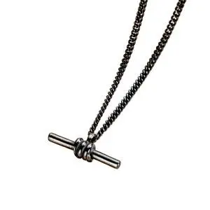 POSH TOTTY DESIGNS Oxidised Sterling Column T-bar Pendant Necklace - Silver