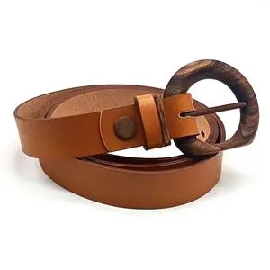 WOOD BELT Fuji Heart 308 Biodegradable Walnut Wood Leather Belt - Brown