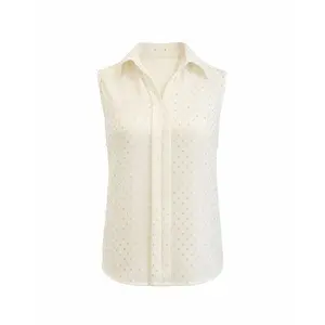 CHIARELLA Neutrals / Frida Blouse- Ivory Shimmer - Silver