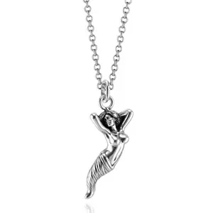UNALOE Blindfolded Goddess Lucky Horn Necklace In Sterling – Protection & Good Fortune Pendant - Silver