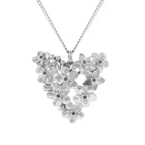LEE RENEE Forget Me Not Heart Necklace - Silver