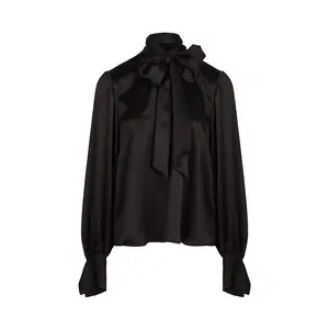 THE SUMMER EDIT Kat Pussybow Blouse - Black