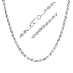 KYLIE HARPER 3mm Thick/heavy Italian Sterling Diamond-cut Rope Chain 22" 30 - Silver
