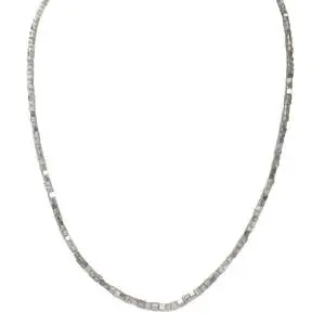 RAHUL'S JEWELS Silver / Grey 16"-18" Adjustable Length Genuine Light Grey Diamond Cube Necklace - Silver/grey