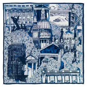 RICHARD ALLAN LONDON Blue / White Blue London Silk Scarf - Blue/white