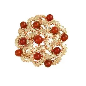Grossé Gold / Red Gold & Red Agate Gemstones Statet Brooch, Series Red Briar - Gold/red